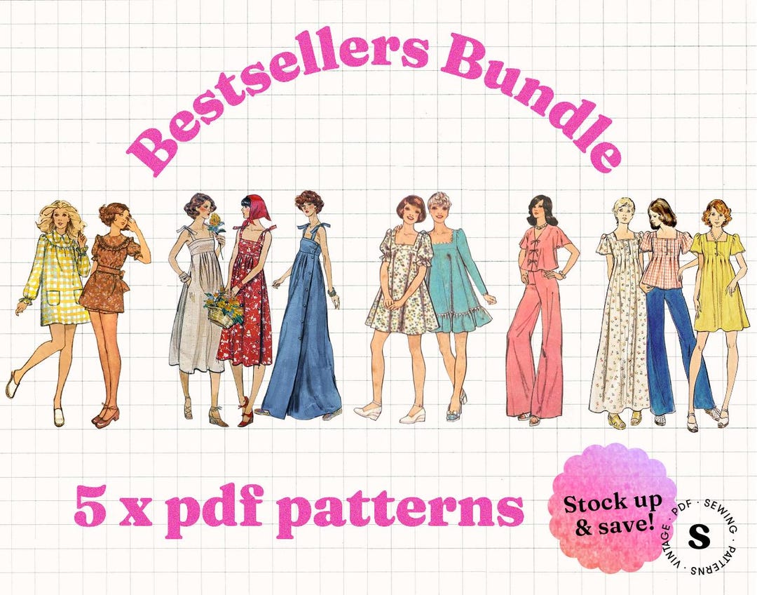 BUNDLE! 5 X Vintage Sewing Patterns PDF – Includes Bestselling Patterns ...