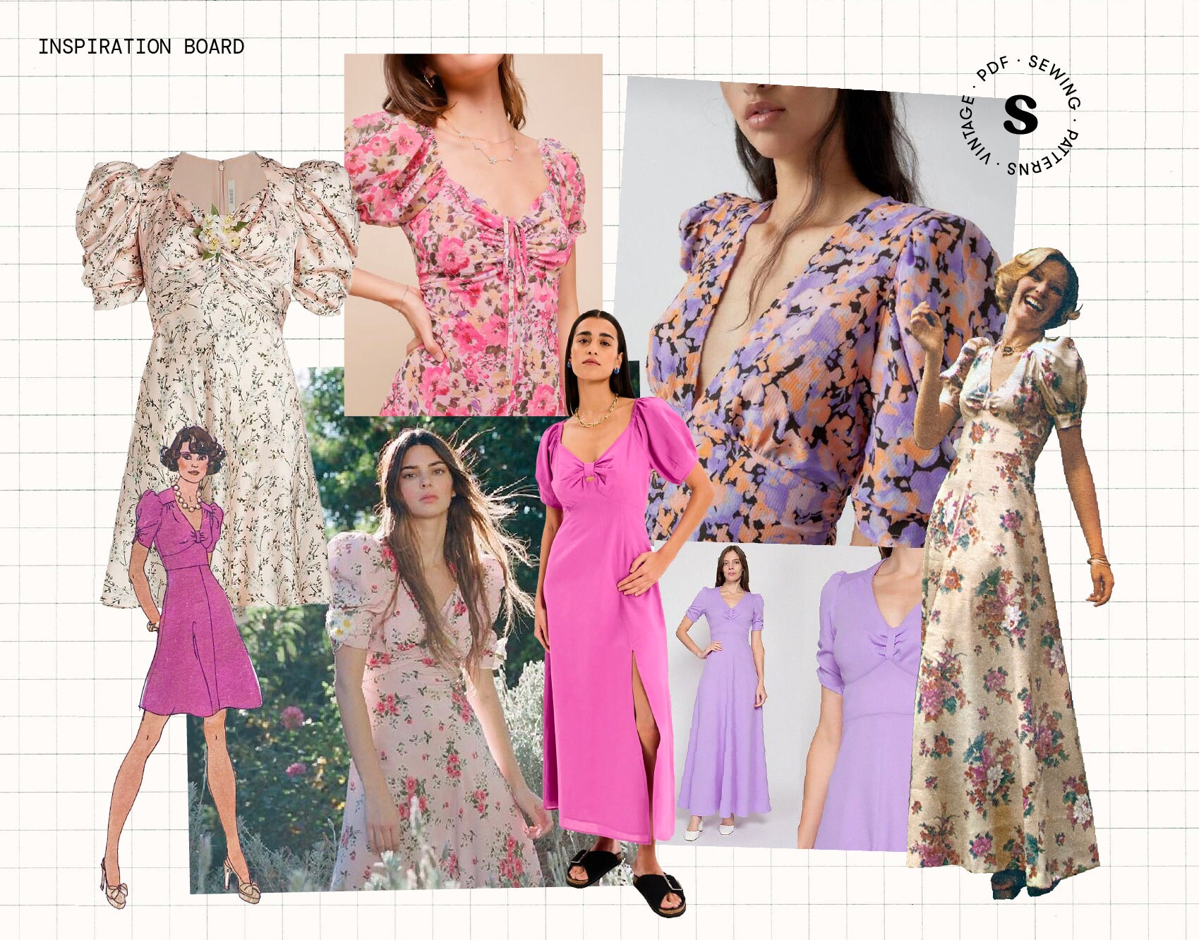 Sewing Pattern PDF Vintage – 70s Dress Pattern Puff Sleeve Womens Dress ...