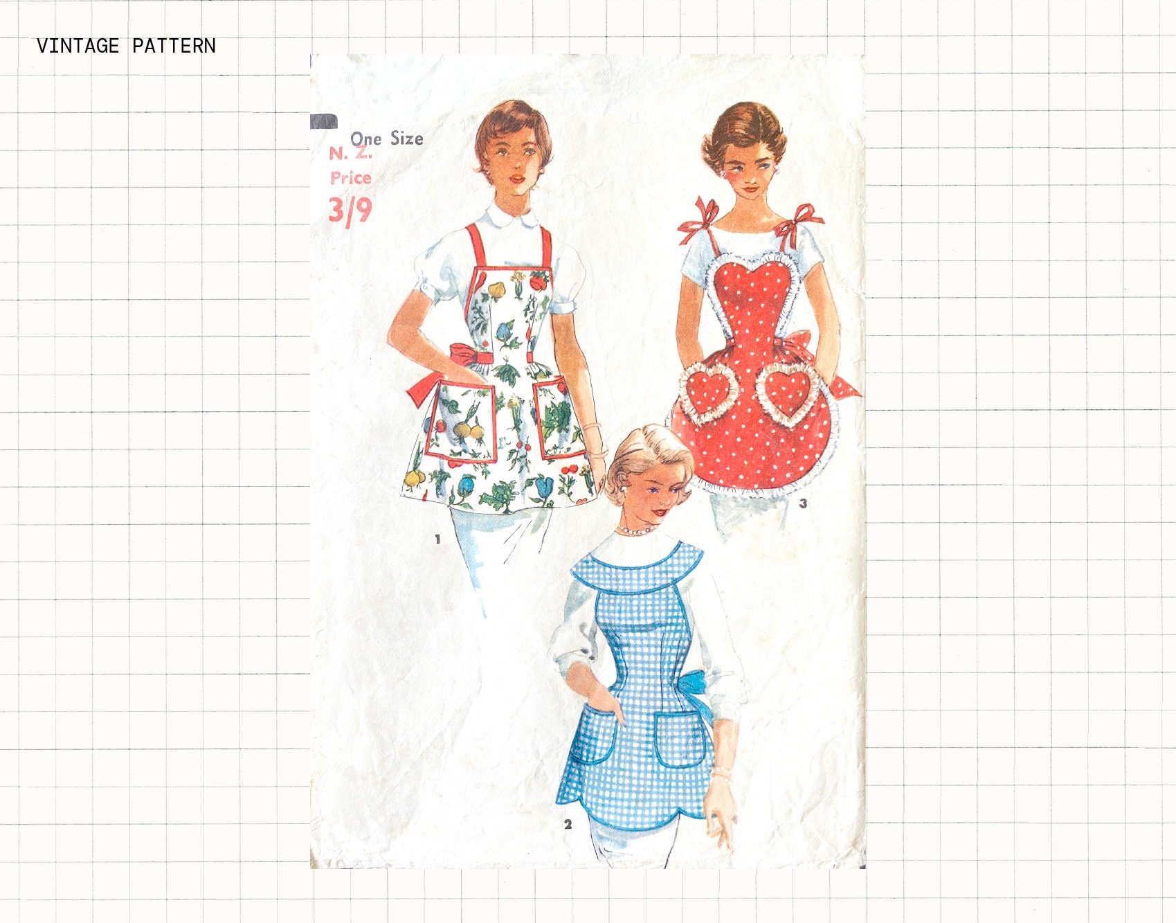 Vintage Sewing Pattern PDF, 1950s Aprons Pattern, Simple, Scalloped and ...