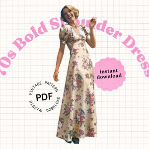Sewing Pattern PDF Vintage – 70s Dress Pattern Puff Sleeve Womens Dress ...