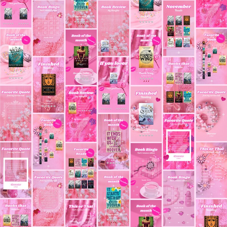 216 Bookish Instagram Story Template Canva - Barbiecore | Bookstagram ...