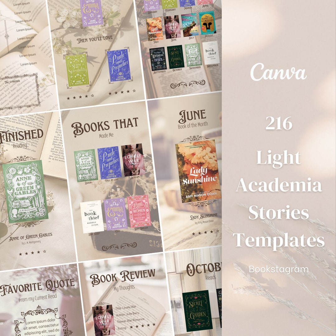 216 Bookish Instagram Story Template Canva - Light Academia ...