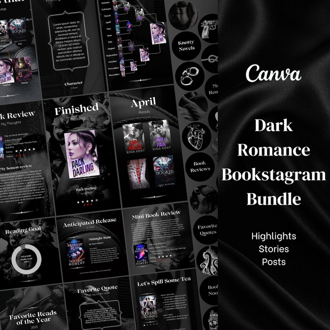 Bookstagram Bundle- Dark Romance | Canva Template for Bookish Instagram ...