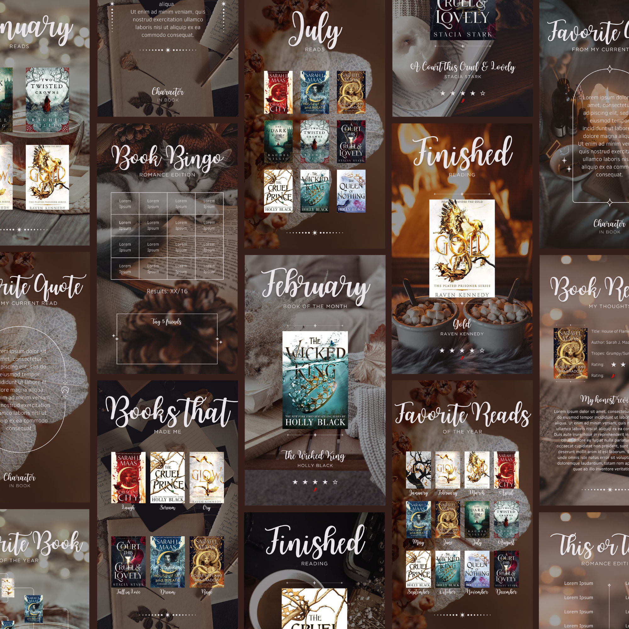 Bookstagram Stories Template Canva PRO - Cozy Romance | Bookish ...