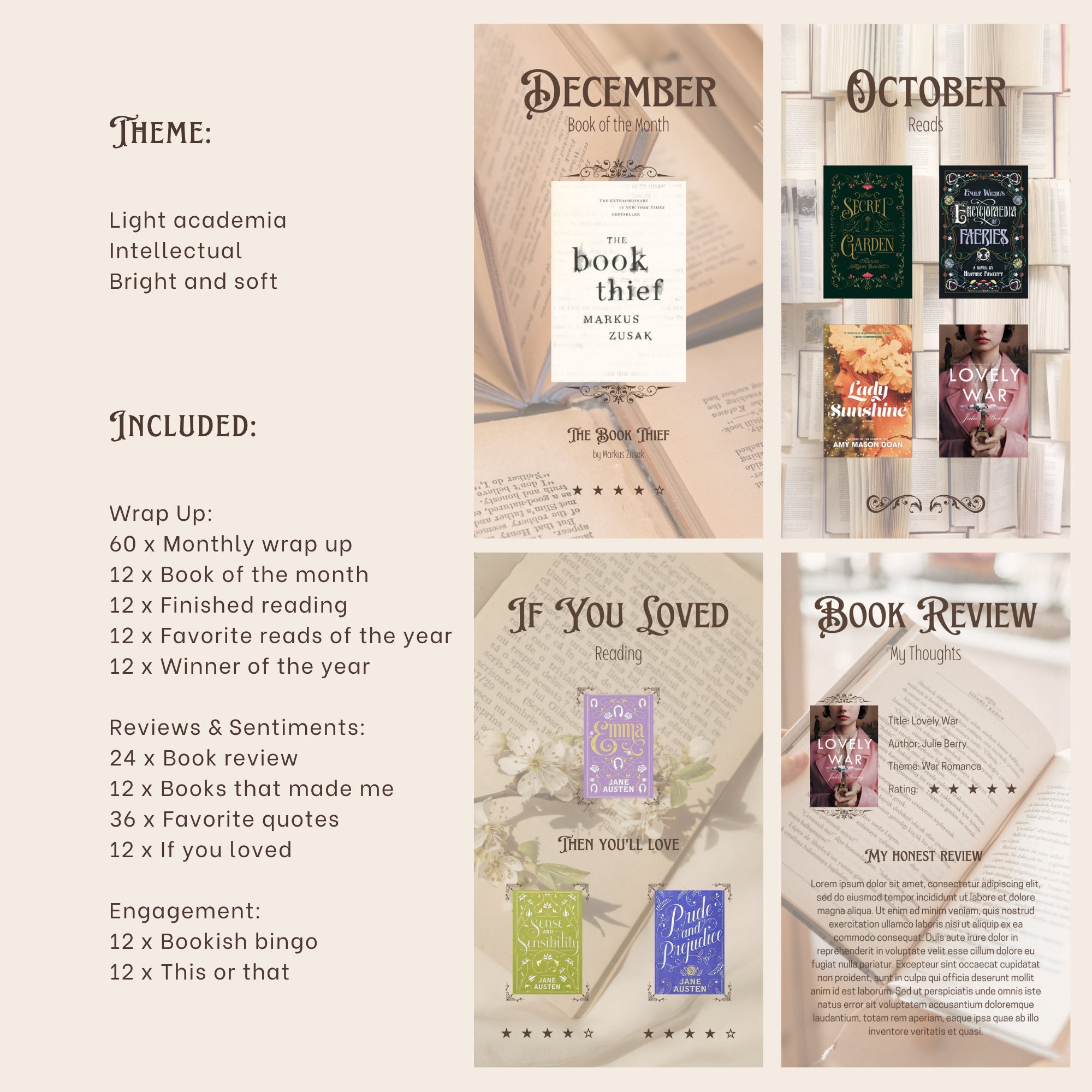 216 Bookish Instagram Story Template Canva - Light Academia ...