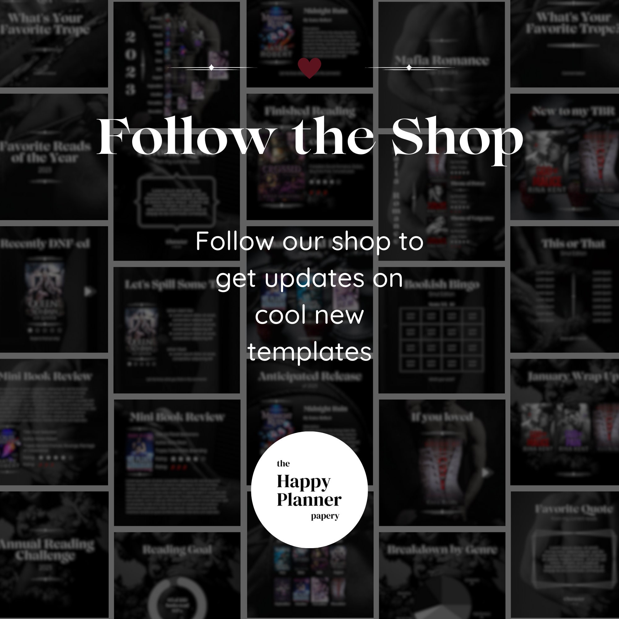 Bookstagram Pinned Posts Template Canva Dark Romance Bookish Template ...