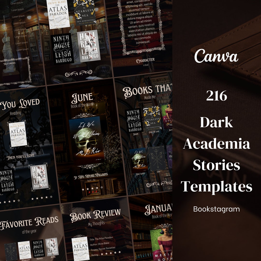 216 Bookish Instagram Story Template Canva - Dark Academia ...
