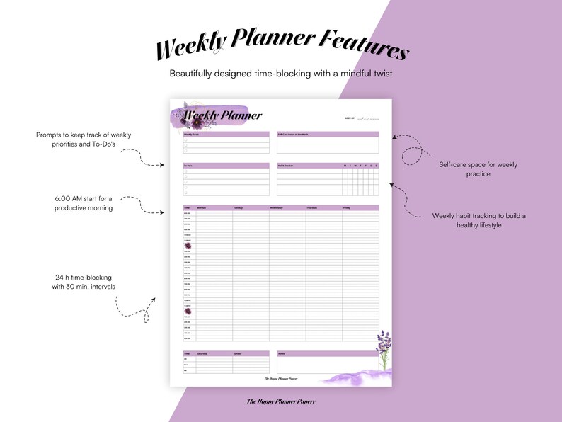 Weekly Planner Printable Undated Planner Inserts Hourly Agenda, Time ...
