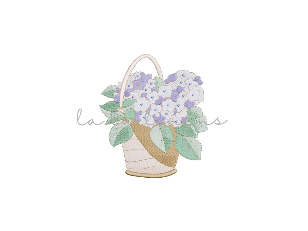 Hydrangea in Basket | Preppy Summer Decor | 3 Sizes Available | PES - Etsy