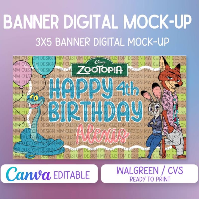 Zootopia Banner Template - Etsy