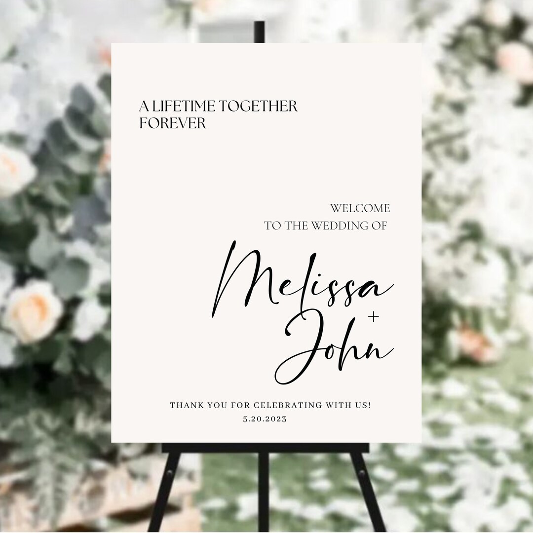 A Lifetime Together Wedding Welcome Sign Template, Modern Wedding ...