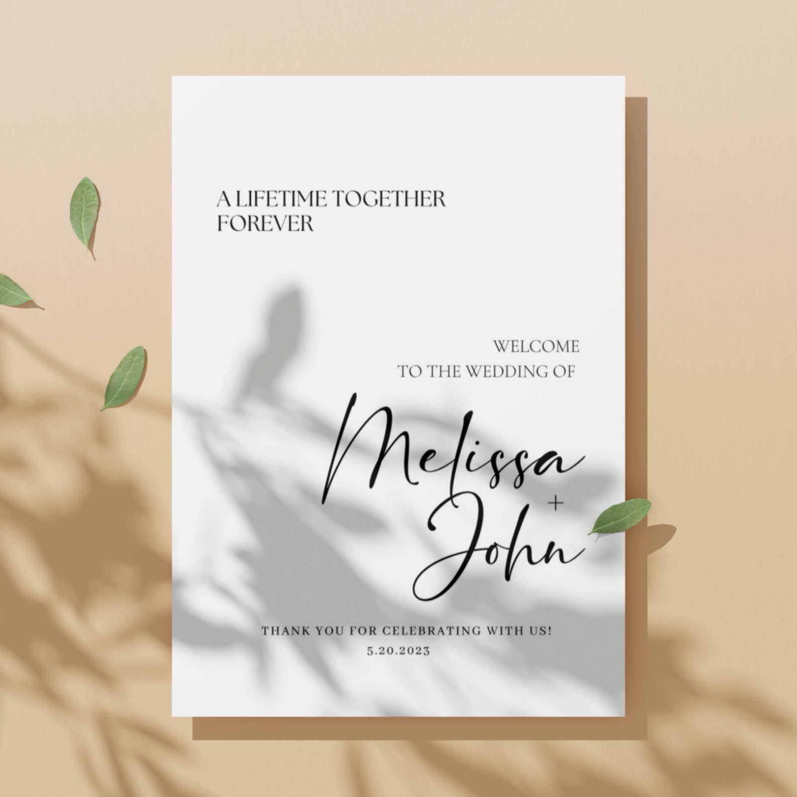 A Lifetime Together Wedding Welcome Sign Template, Modern Wedding ...