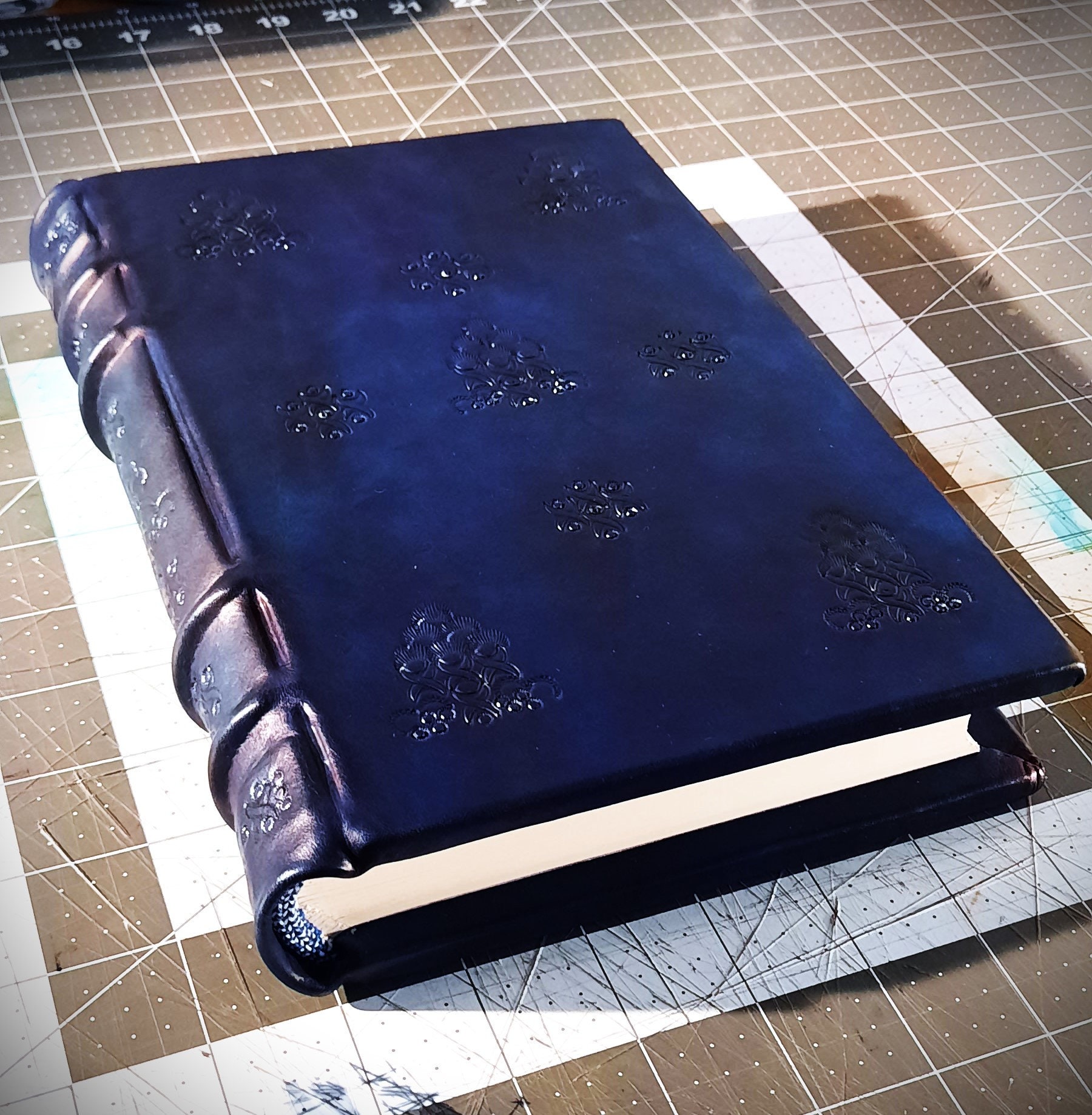 Blue Leather Journal Medieval Grimoire Leather Notebook Spellbook Book ...