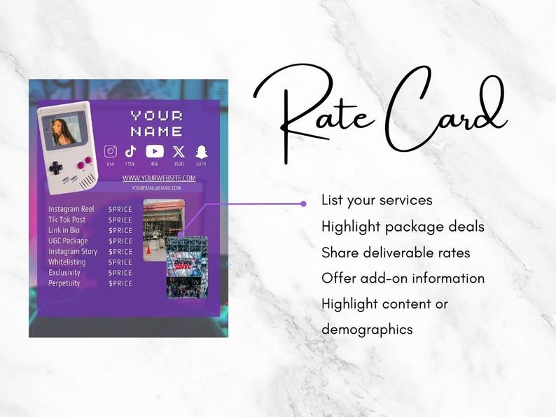 Gamer Media Kit & Rate Card Bundle, Twitch Streamer Youtuber Tech Canva ...