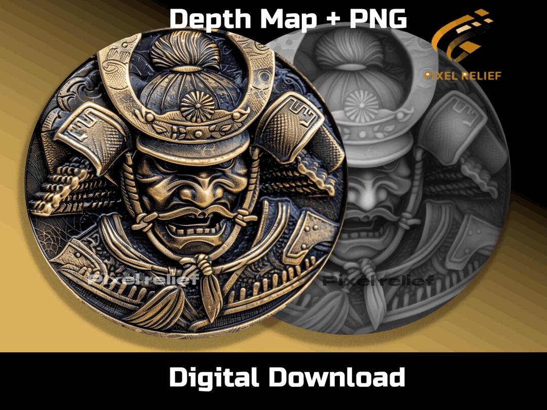 Samurai Coin Depth Map - Laser Engraving PNG File (digital Download) - Etsy
