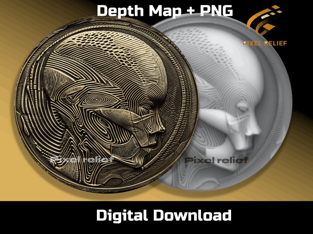 Alien Portrait Depth Map - Laser Engraving PNG (digital Download) - Etsy