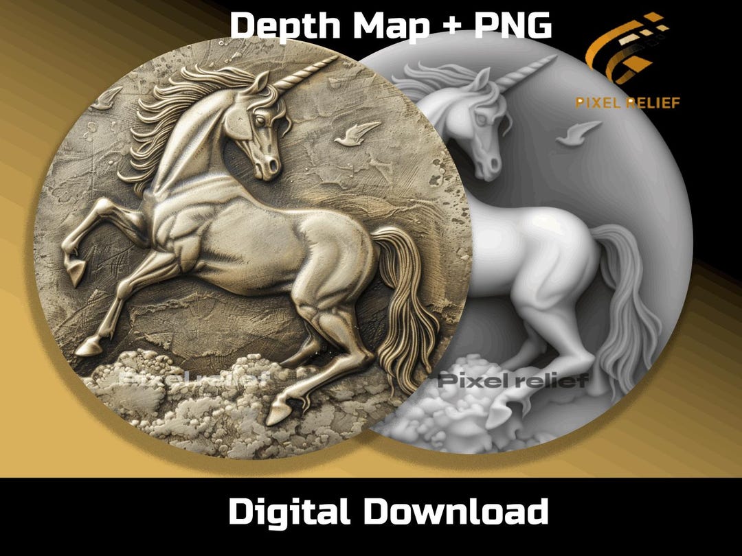 Unicorn 3D Engraving Depth Map File for Coin Engraving - Etsy