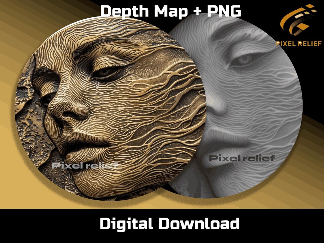Laser Engraving Depth Map: Woman Portrait PNG for Lightburn & EZCAD ...