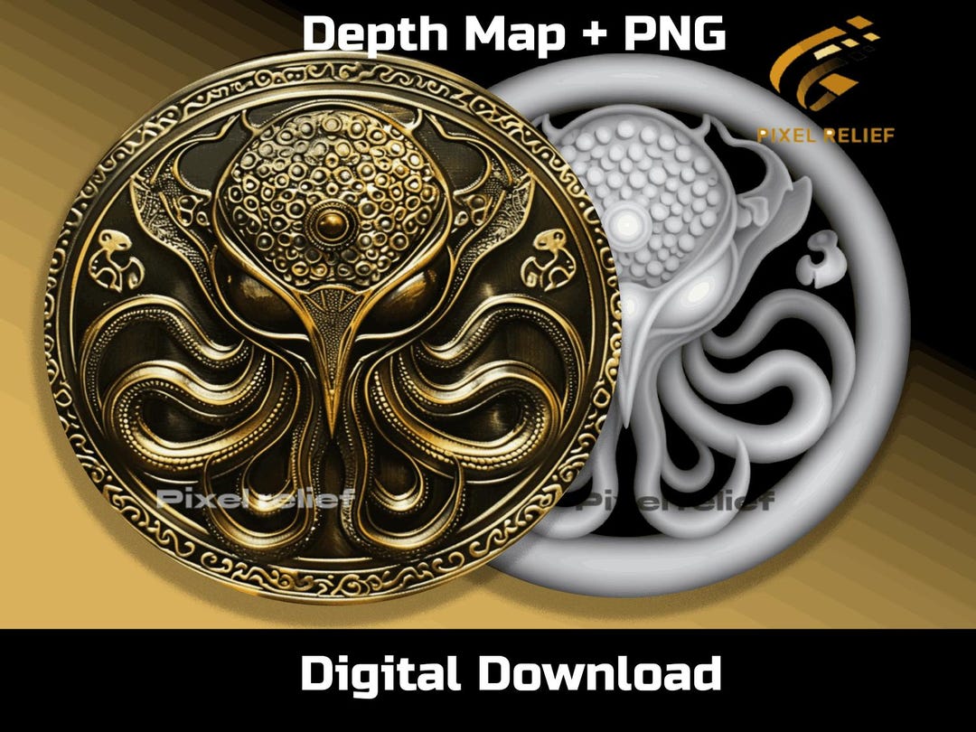 Alien Coin PNG - EZCAD Depth Map – Complete Laser Ready File - Etsy