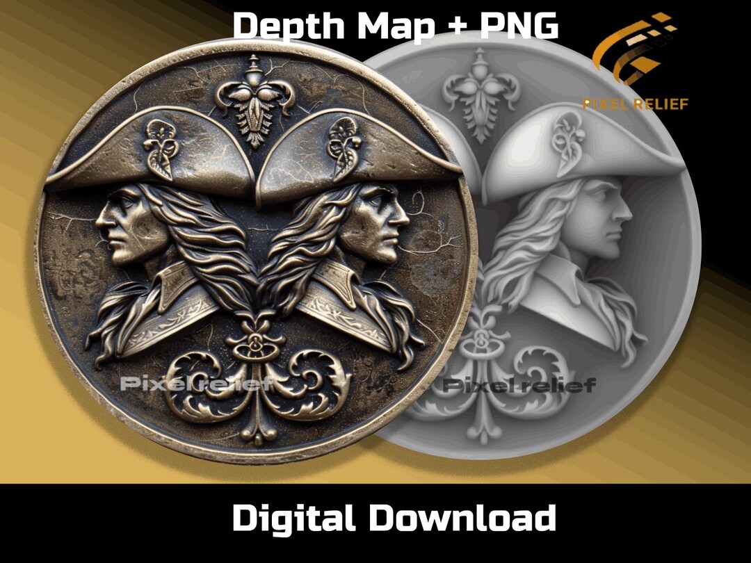 Musketeer - Bodyguards of French Kings, Coin Depth Map - Xtool Laser ...