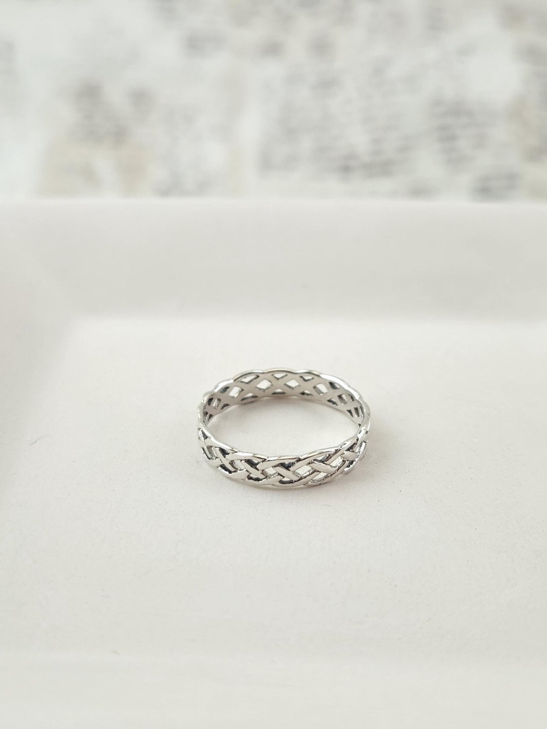 Minimalist Braid Stacking Ring 4mm Celtic Knot Band Intertwined Braid Neverending Knotwork ...