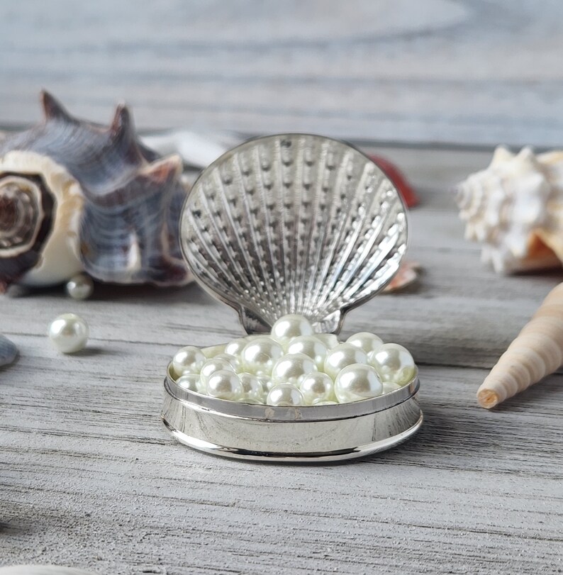 Seashell Pillbox Sterling Silver Large Sea Shell Trinket Box Pill Box ...