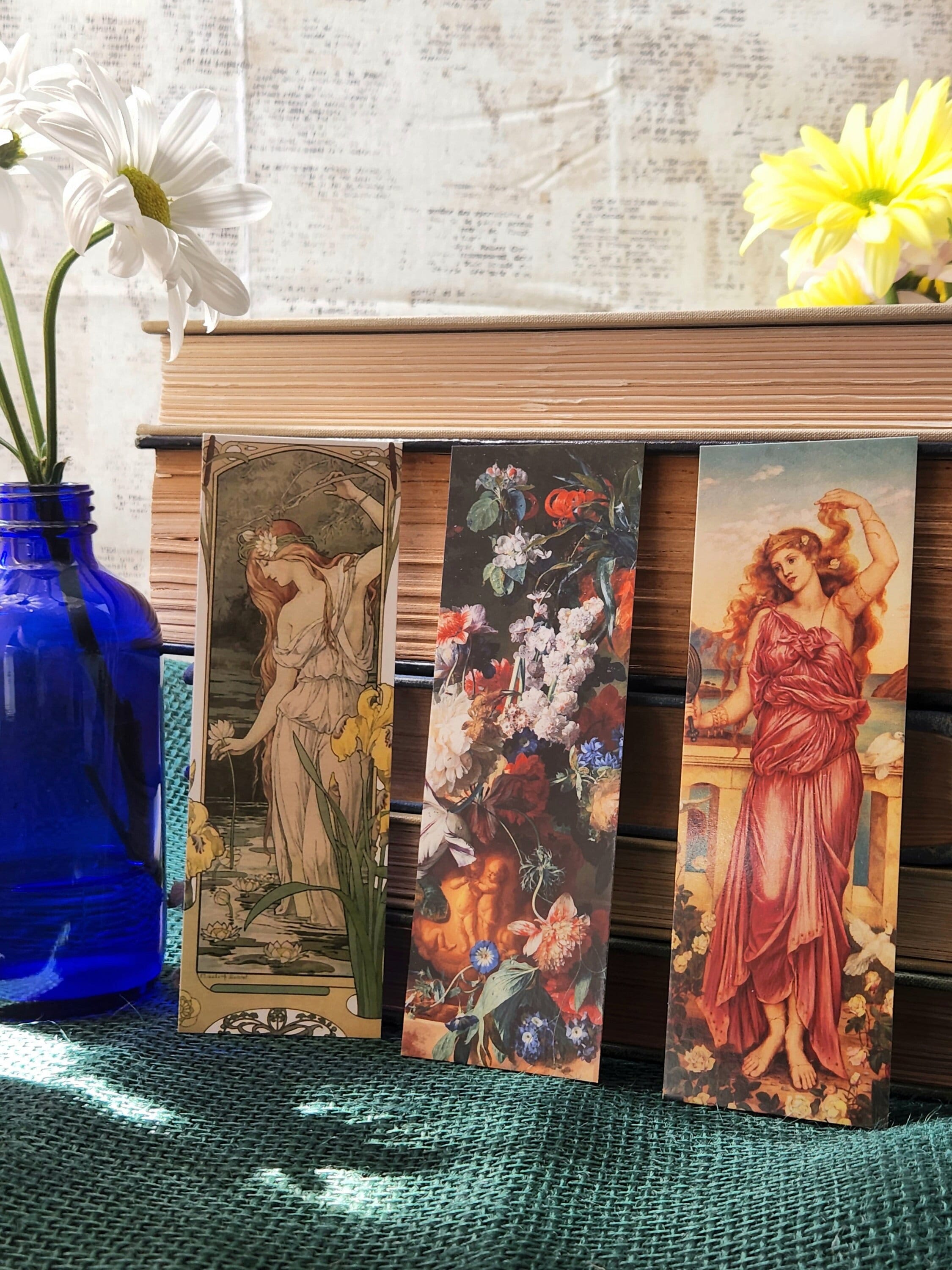Art Nouveau Bookmark Art Prints Set of Three, Vintage Style Bookmarks ...