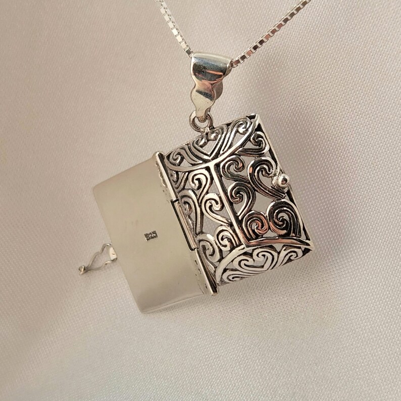 Book Locket Necklace: Sterling Silver Victorian Filigree Aromatherapy ...