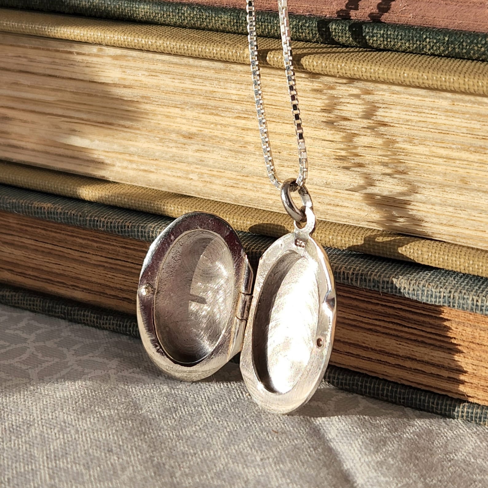 Locket Photo Necklace 925 Vintage Style Etched Sterling Silver Two ...