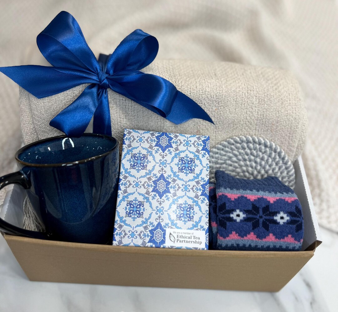 Luxury Hygge Gift Box With Cosy Blanket , Anniversary Gift Box With ...