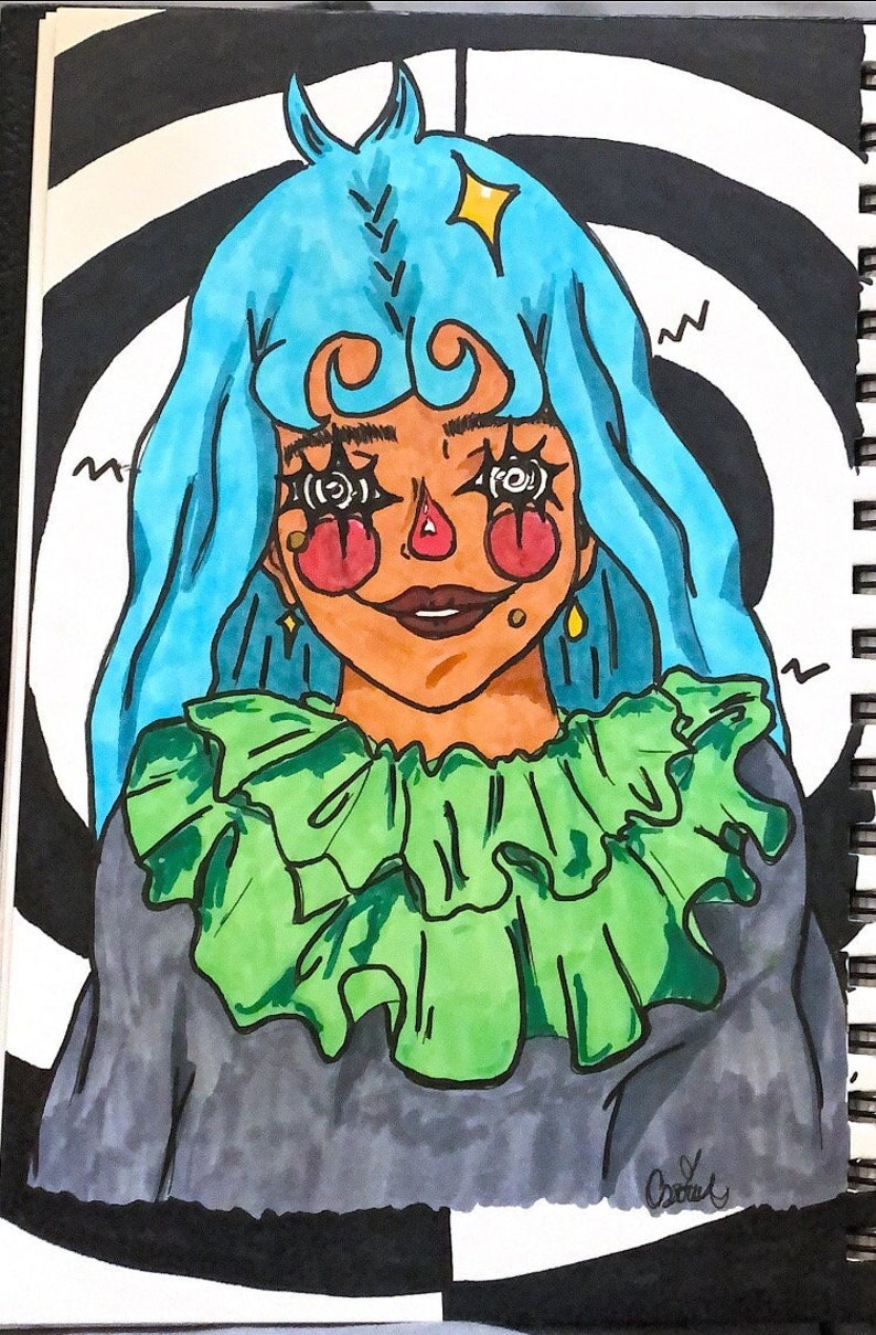 Distortion Clown 5 X 7 Original Art Print - Etsy
