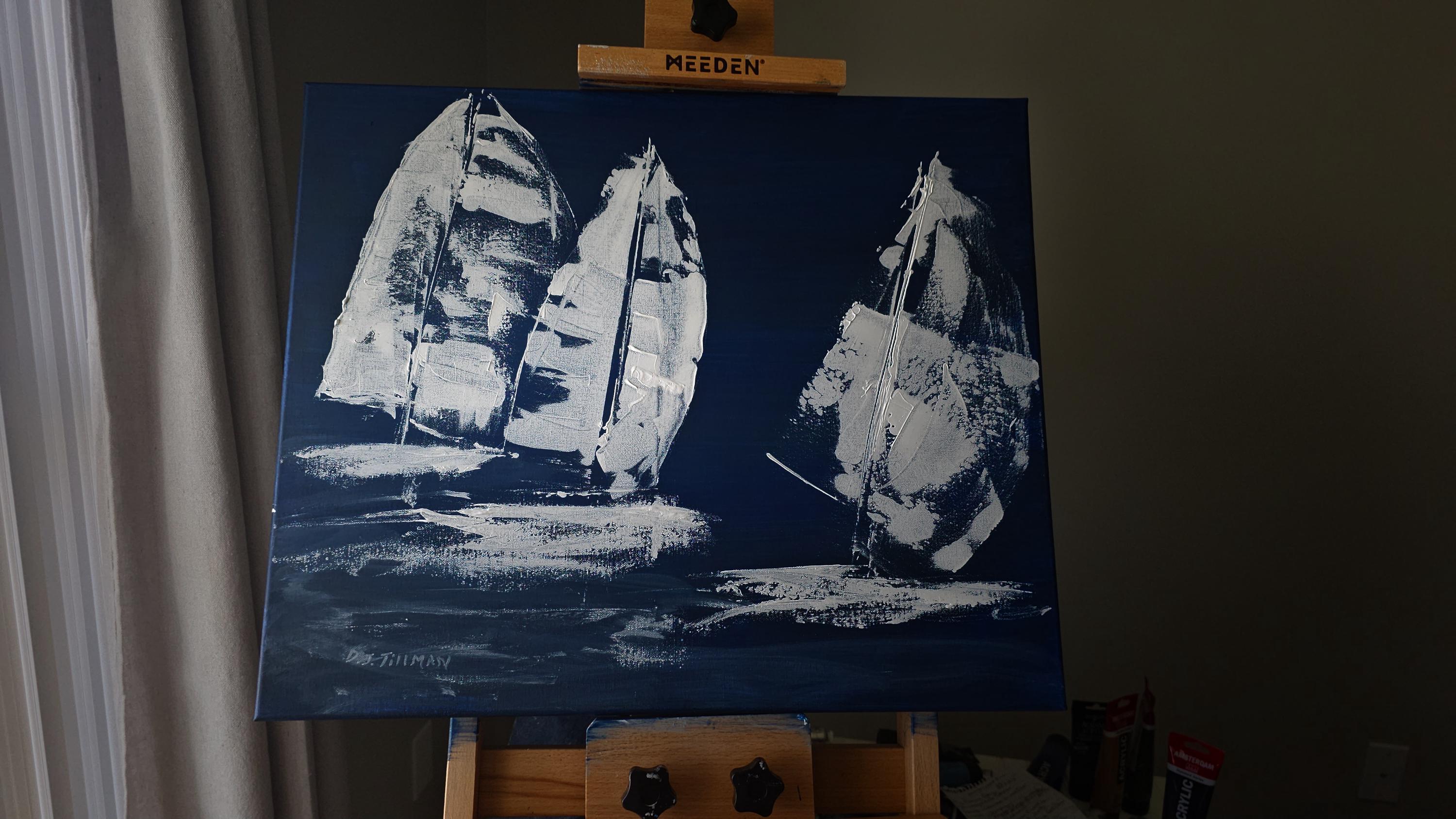 Original Abstract Art, Sailing Boats, Large Canvas Painting, Acrylic ...
