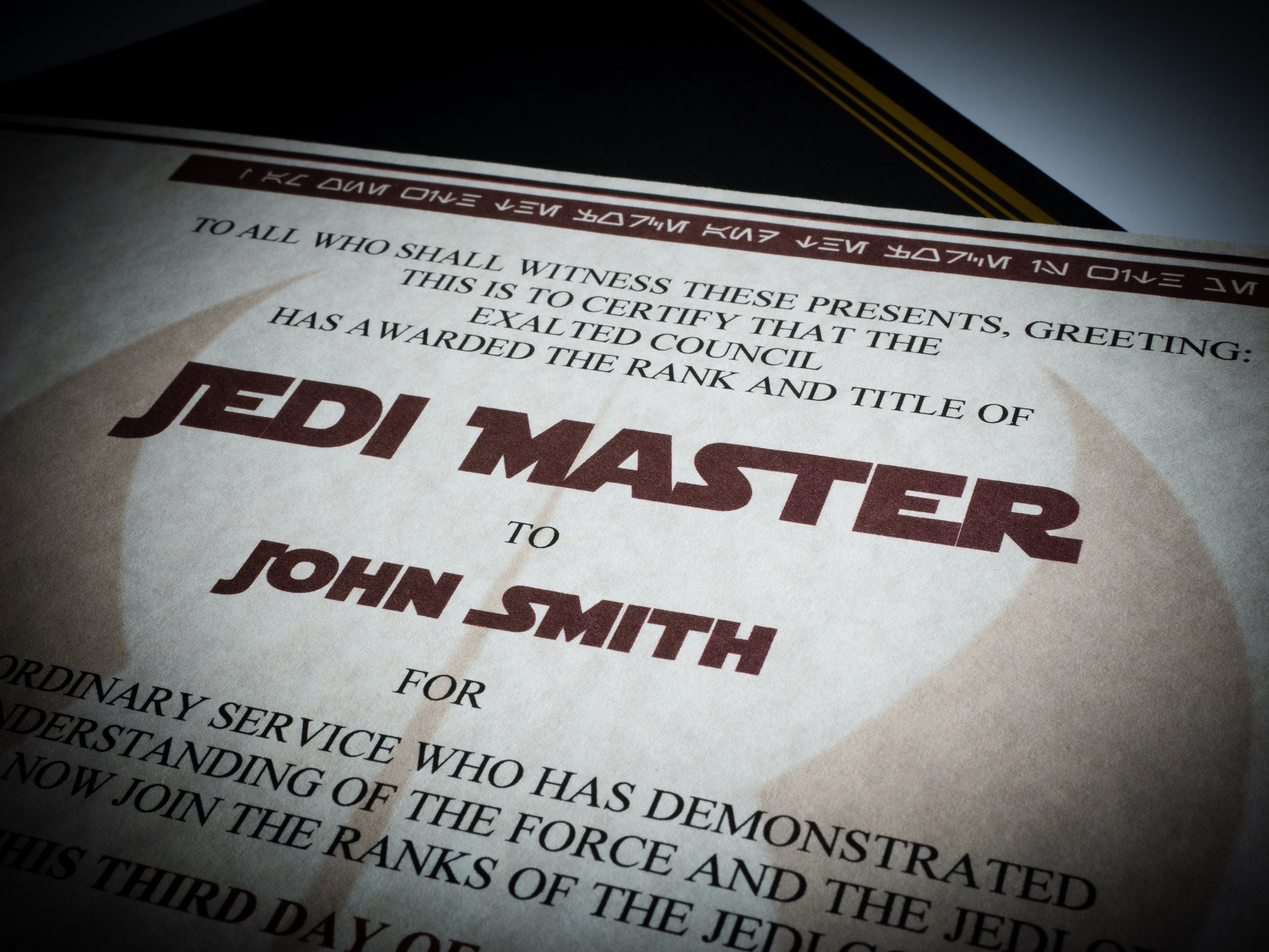 Custom Personalized Star Wars Jedi Certificates With Embedded ...