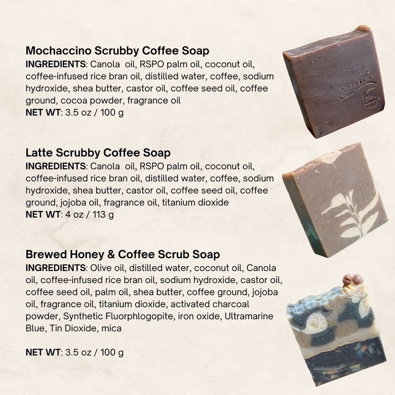 SQUIDIO Coffee Soap, Scrubby Soap With Natural Exfoliant - Etsy