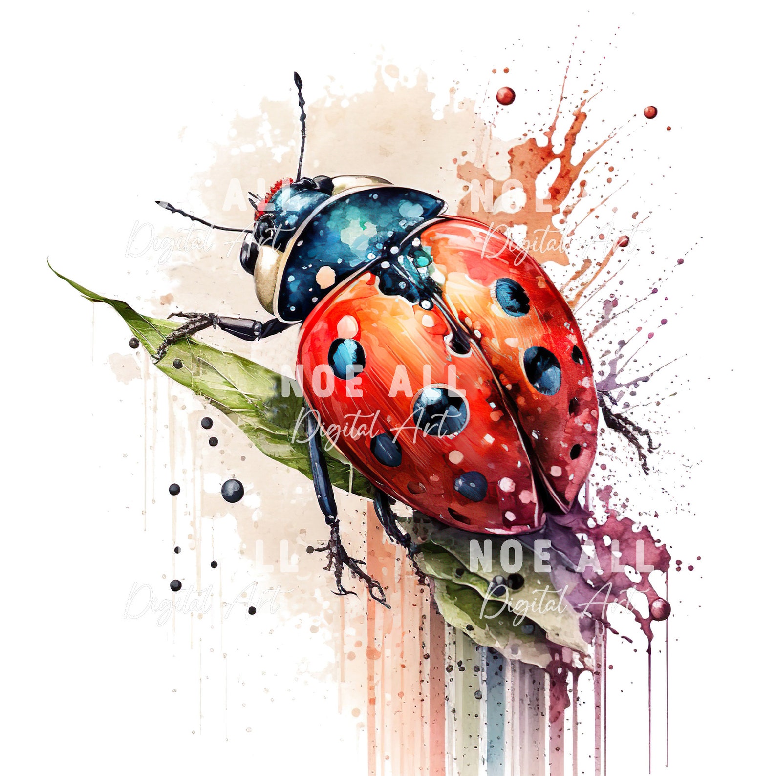Ladybug Clipart - Set of 12 High Quality JPG - Decoupage, Wall Art ...