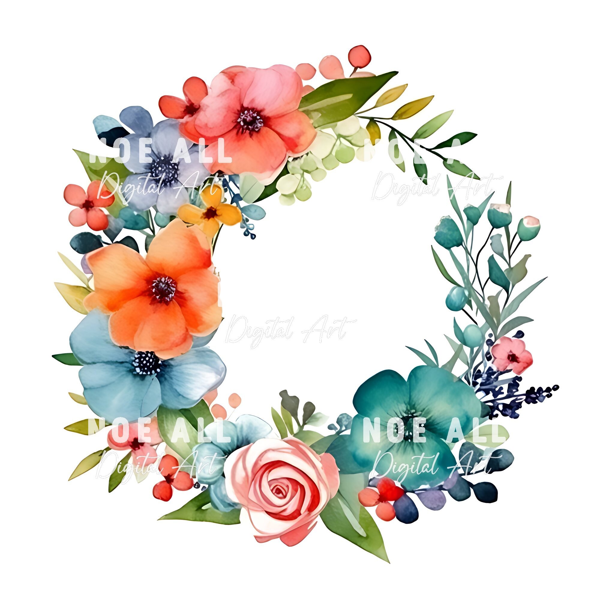 Spring Flower Wreath Clipart Set 12 Quality JPG, Decoupage, Scrapbook ...