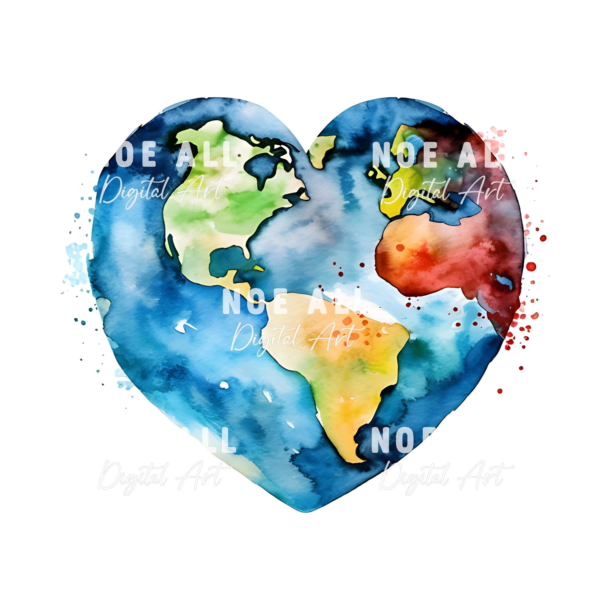 Planet Earth Heart Shaped Clipart Set 12 High Quality JPG Decoupage ...