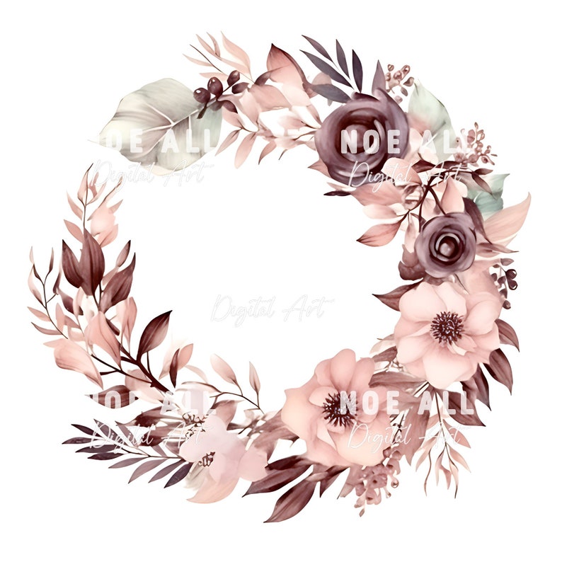 Pink Floral Wreath Clipart Set 12 High Quality JPG - Etsy