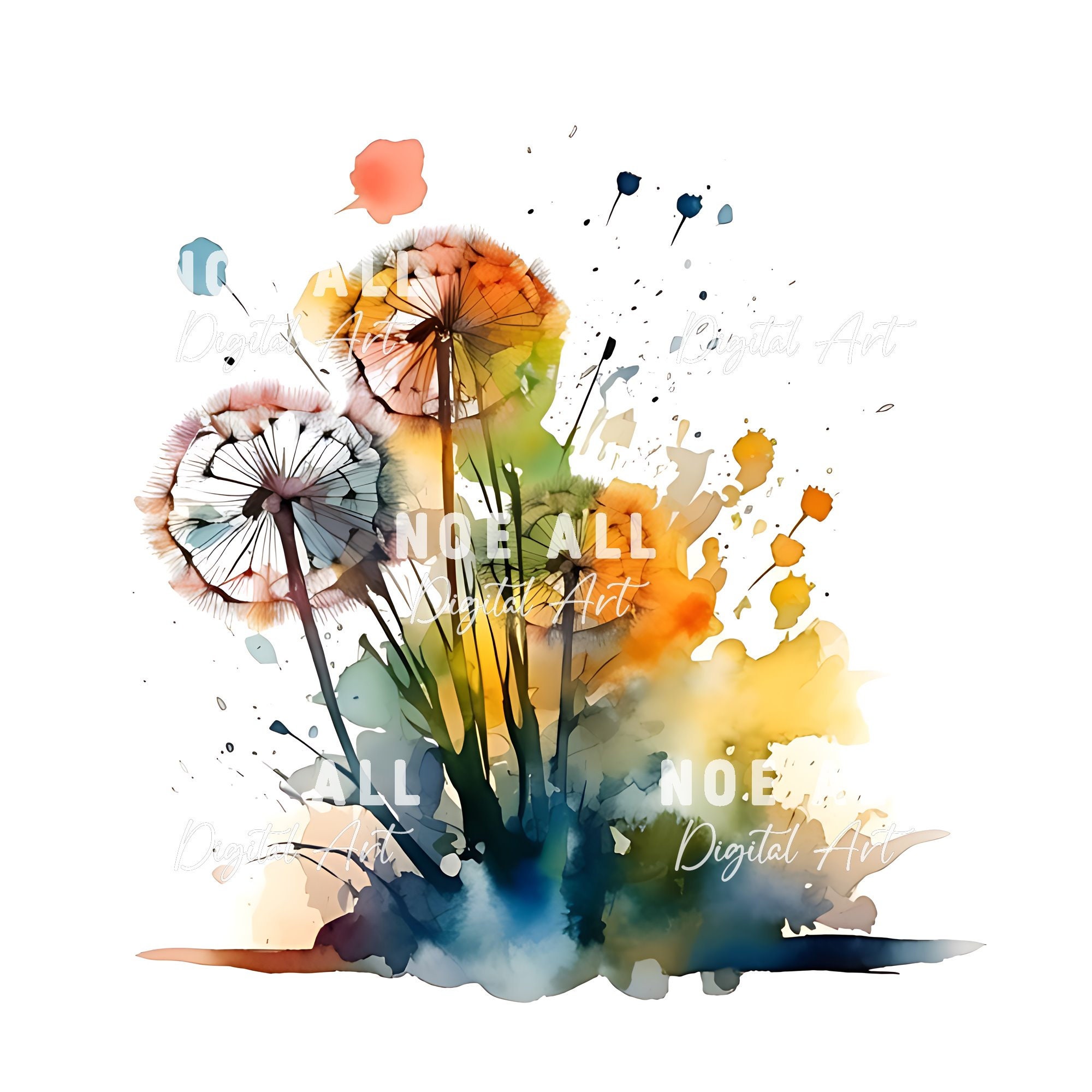 Dandelion Clipart Set of 12 High Quality JPG Decoupage, Wall Art ...