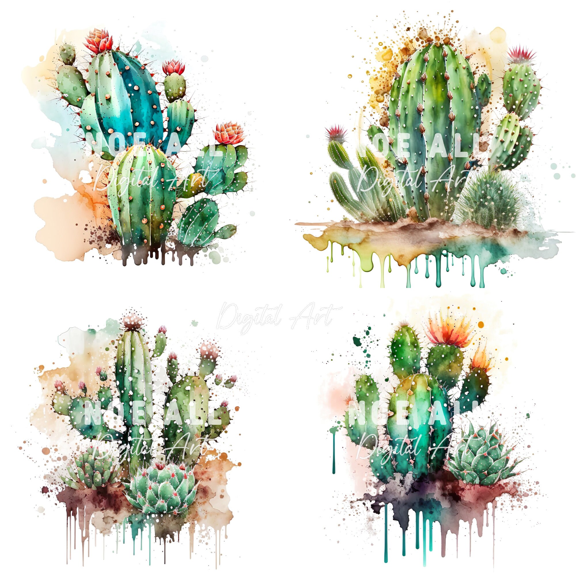 Cactus Clipart Set of 12 High Quality JPG Decoupage Wall - Etsy