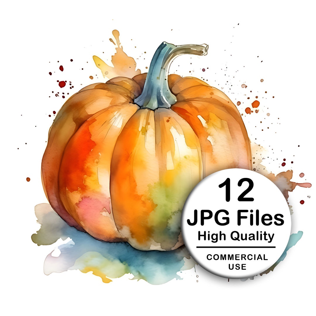 Pumpkin Clipart - Set 12 High Quality JPG - Decoupage, Wall Art ...