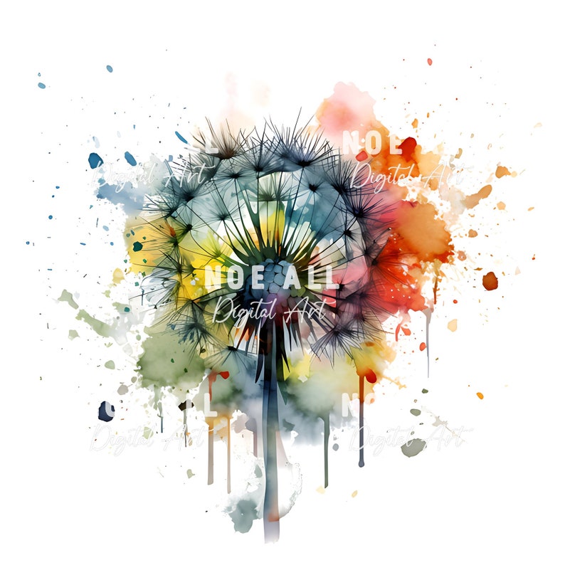 Dandelion Clipart - Set of 12 High Quality JPG - Decoupage, Wall Art ...