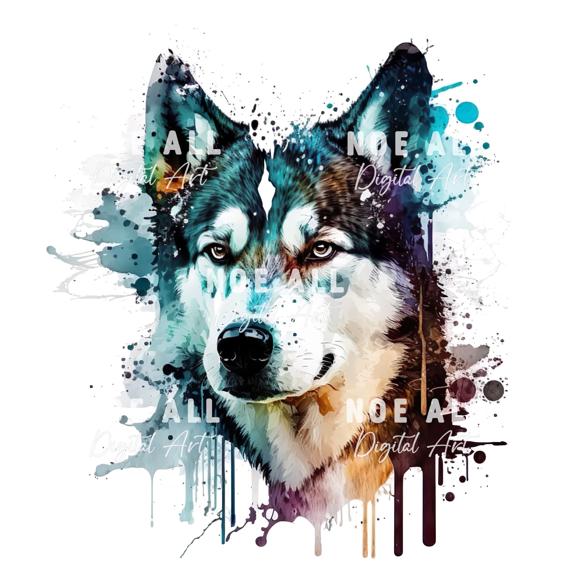 Alaskan Husky Clipart Set of 12 High Quality JPG Decoupage, Wall Art ...