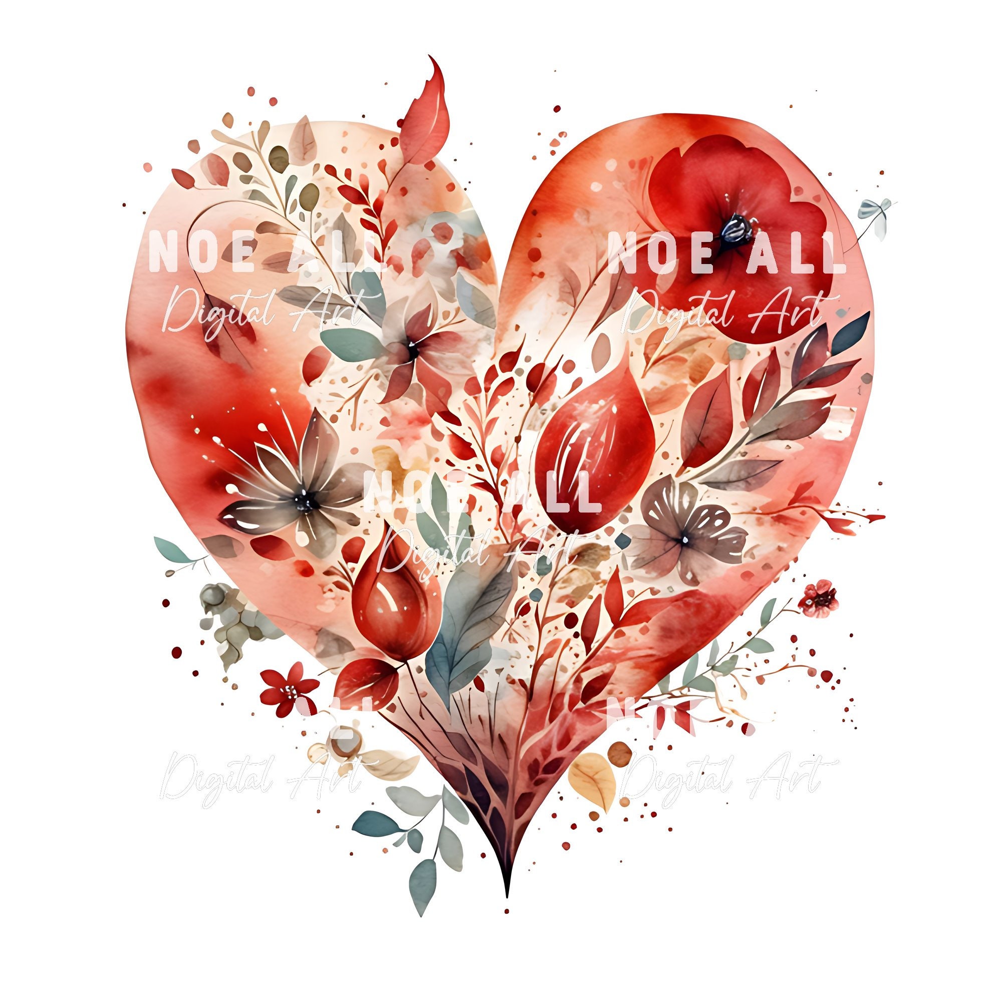 Red Heart Clipart - Set 12 High Quality JPG - Decoupage, Wall Art ...