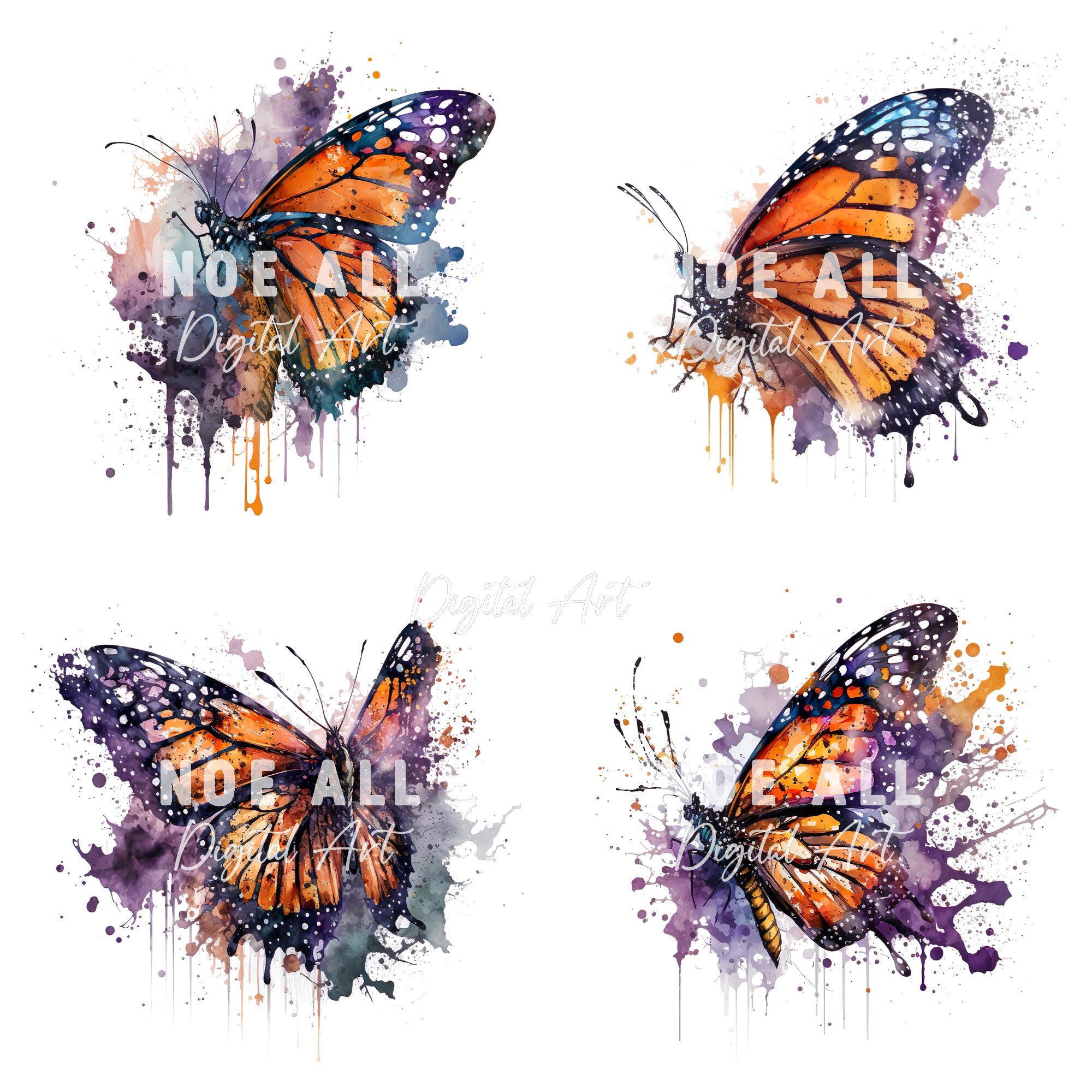 Monarch Butterfly Clipart Set 12 High Quality JPG - Etsy