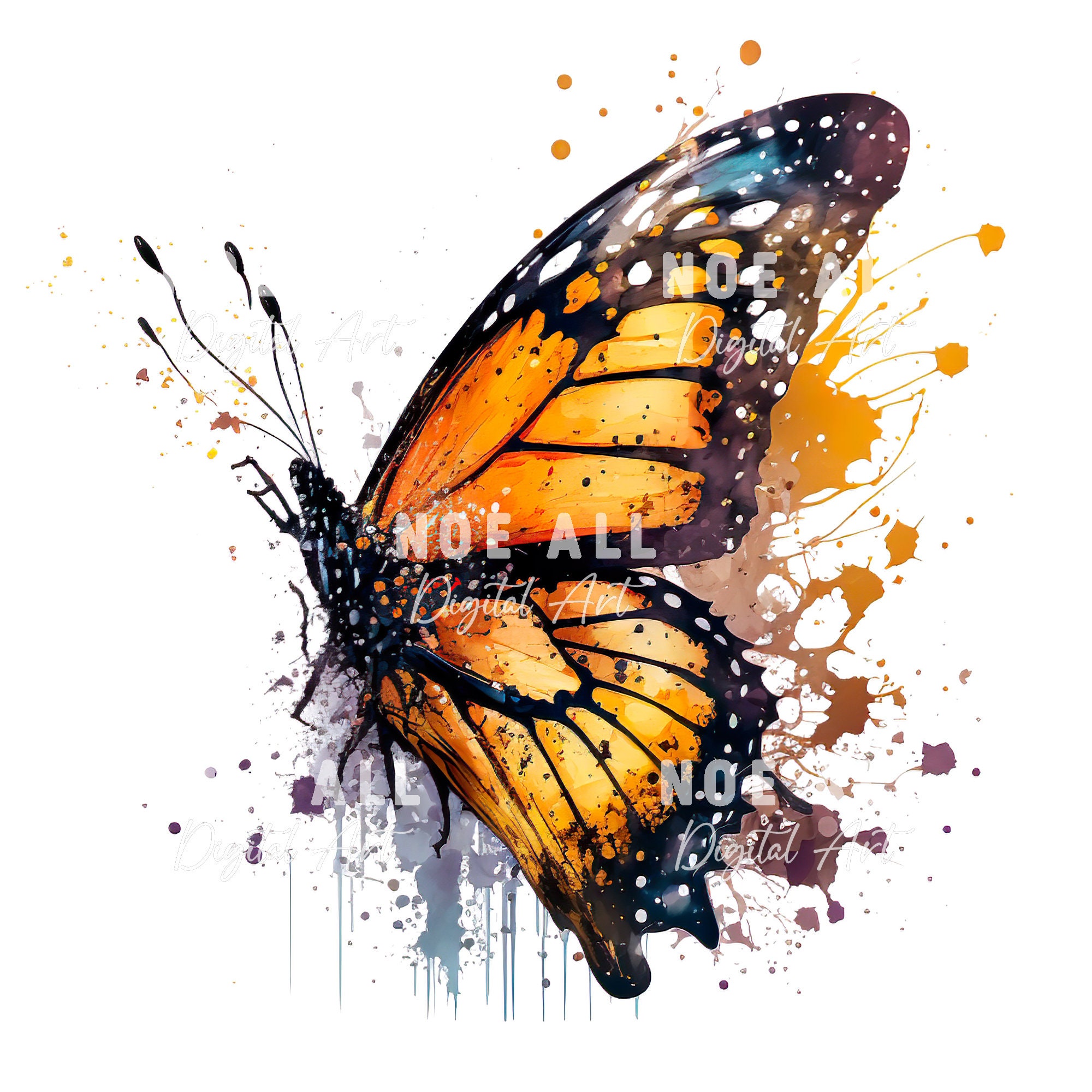 Monarch Butterfly Clipart - Set 12 High Quality JPG - Decoupage, Wall ...