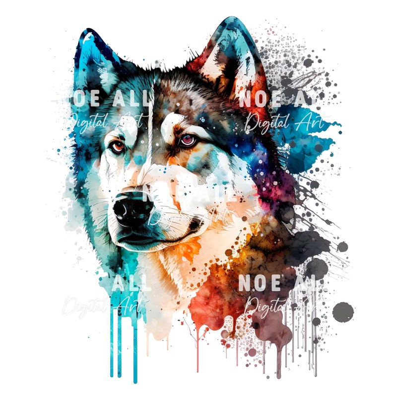 Alaskan Husky Clipart Set of 12 High Quality JPG Decoupage, Wall Art ...
