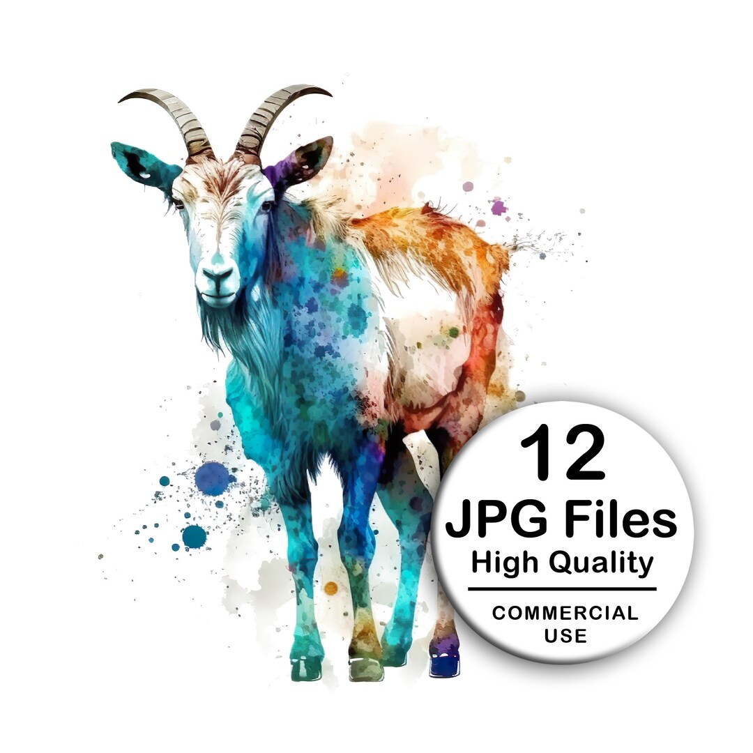 Goat Clipart - Set of 12 High Quality JPG - Decoupage, Wall Art ...