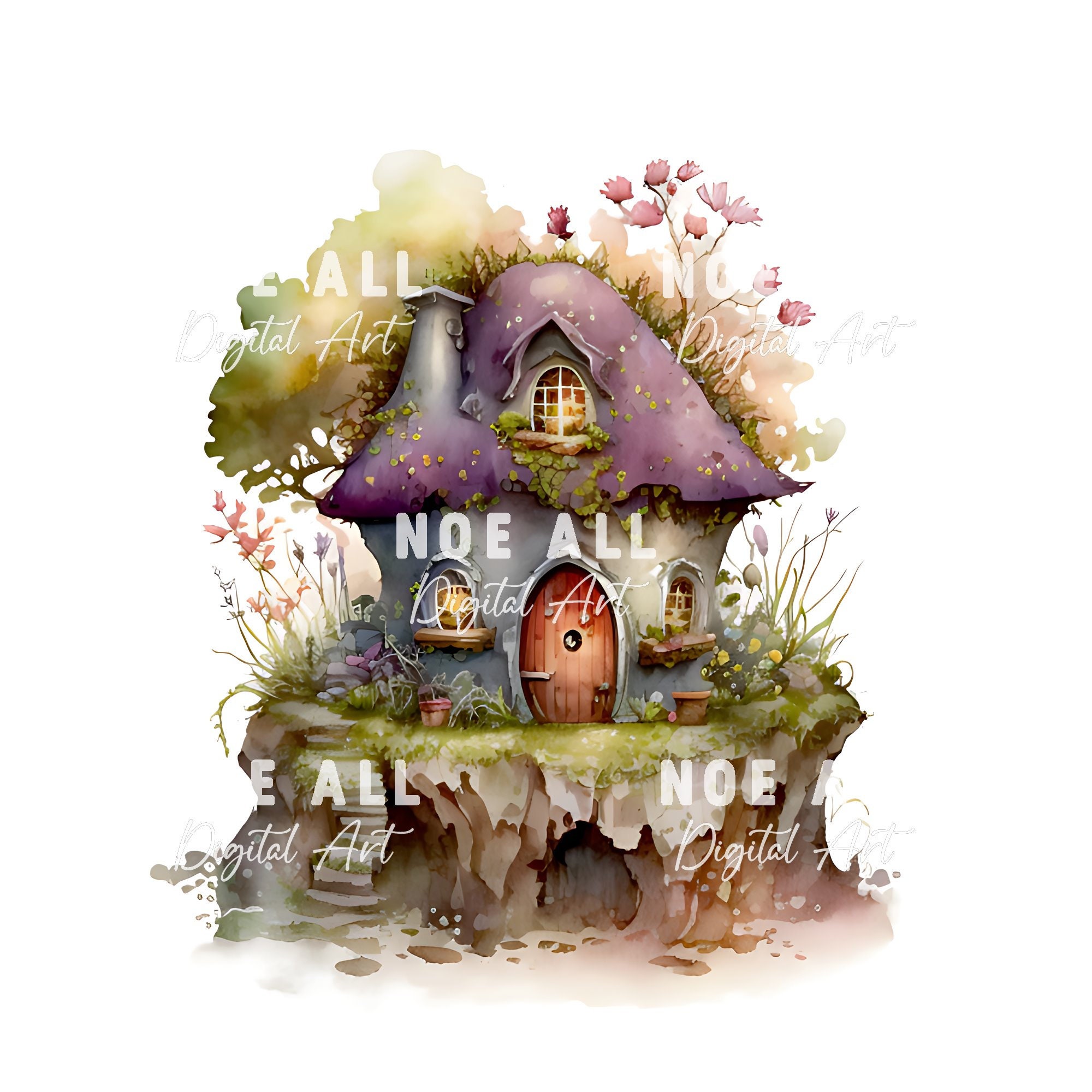 Tiny Fairy House Clipart - Set 12 High Quality JPG - Decoupage, Wall ...