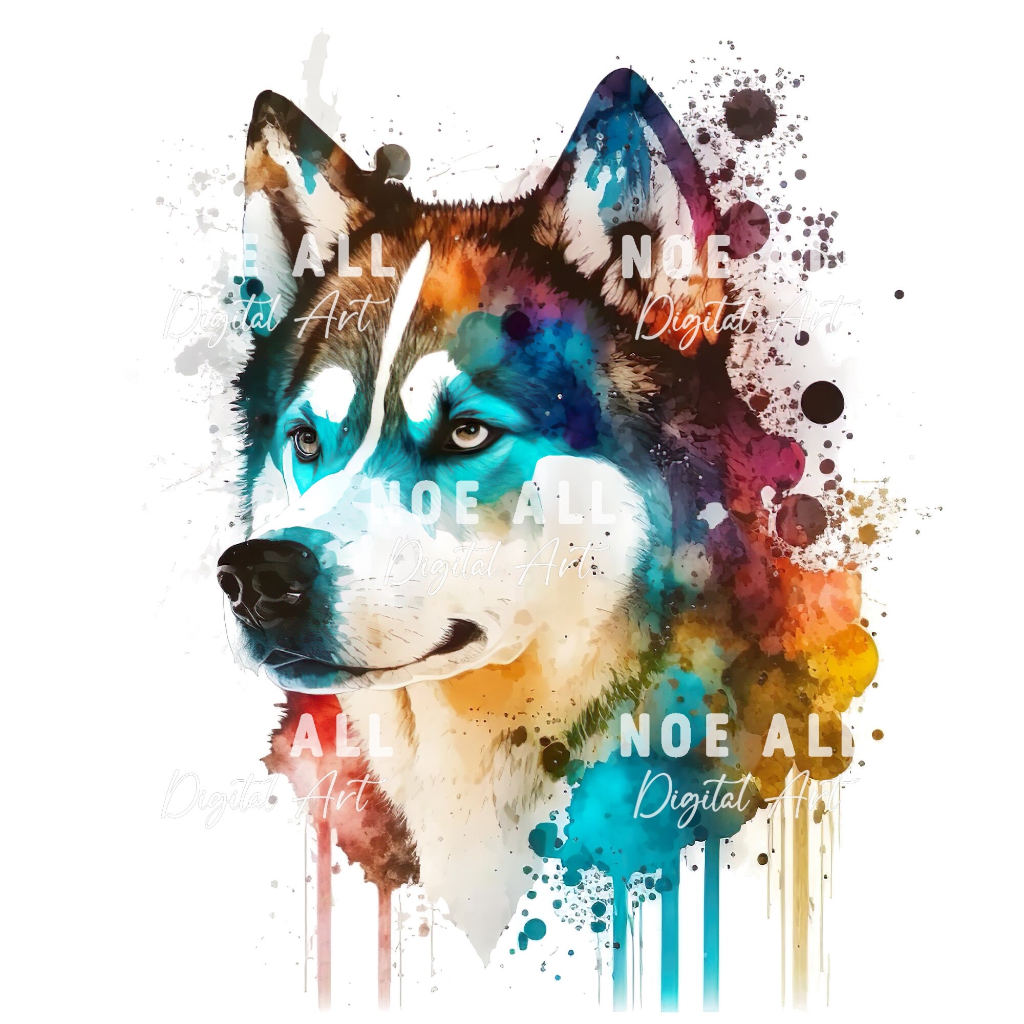 Alaskan Husky Clipart Set of 12 High Quality JPG Decoupage, Wall Art ...
